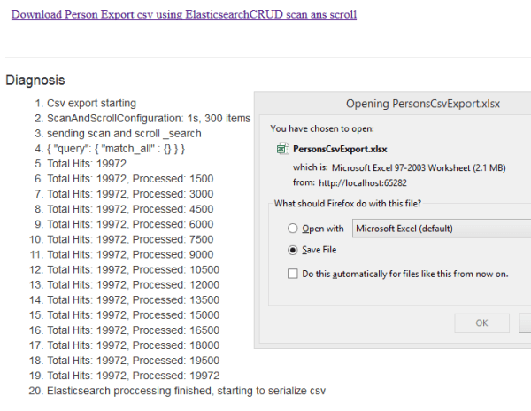 CSV export using Elasticsearch and Web API | Software Engineering