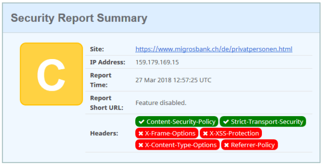 Comparing the HTTPS Security Headers of Swiss banks | Software Engineering