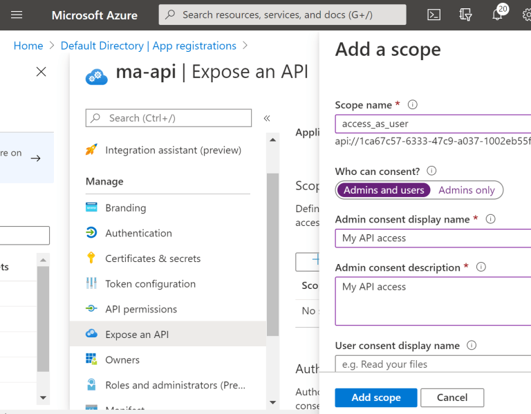Login and use an ASP.NET Core API with Azure AD Auth and user access ...