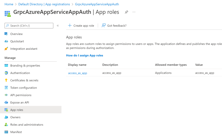 Setup application client in Azure App Registration with App roles to ...